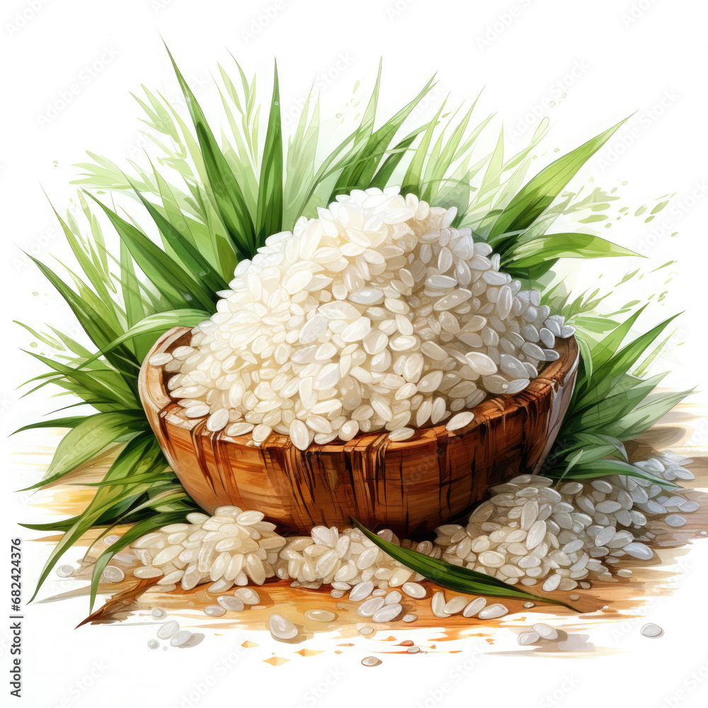 Watercolor Rice Clipart illustration Generative Ai Stock Illustration ...