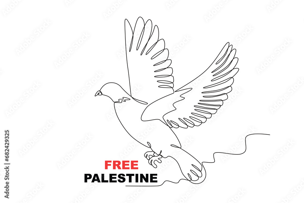 A bird symbol of Palestinian freedom. Palestine solidarity one-line ...
