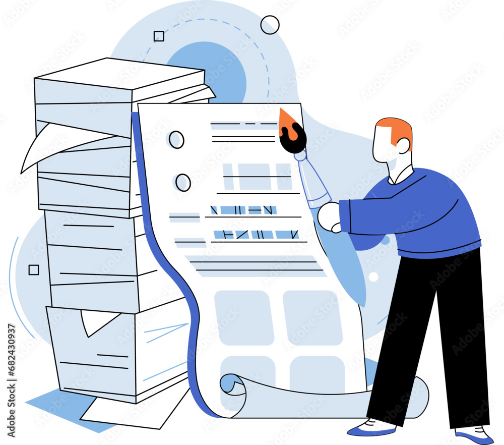 Paperwork. Vector illustration. The paperwork overload feels ...