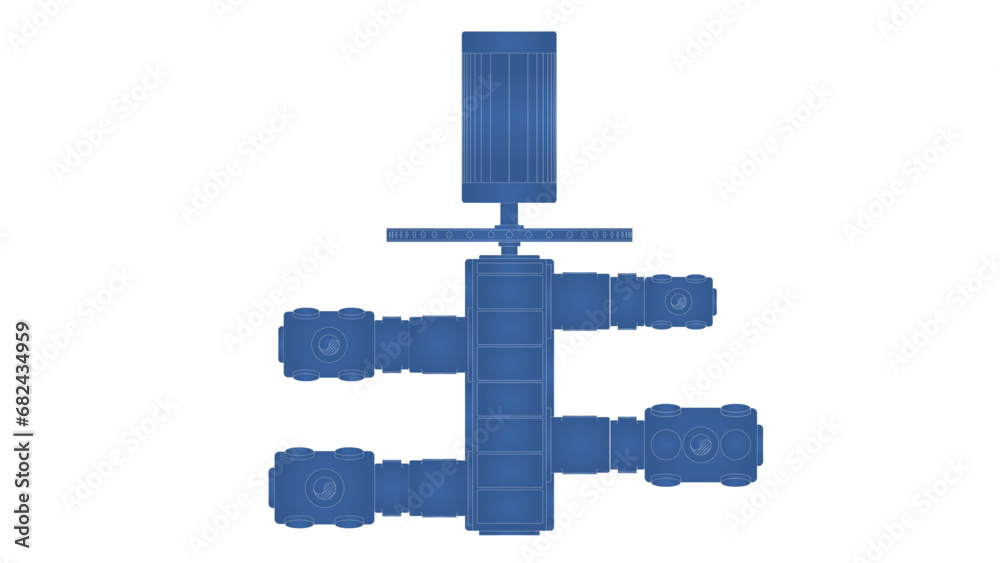 Reciprocating compressor blueprint drawing showing a four (4) throw ...
