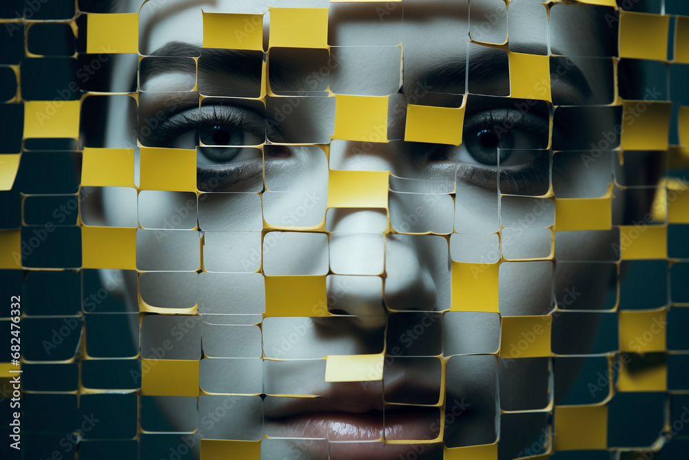 Foto de Abstract woman's face portrait: identity fragments exploring ...