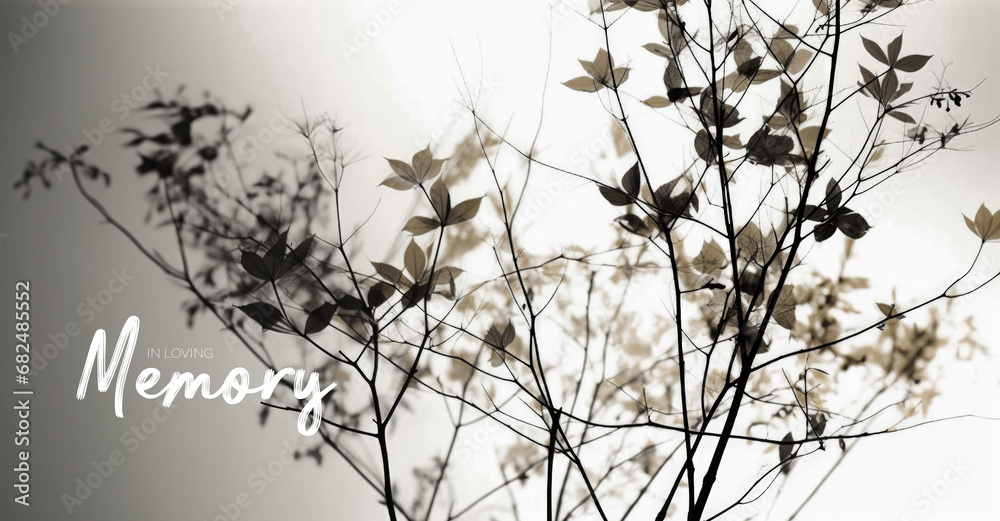 condolence card with nature flower outline in loving memory background ...