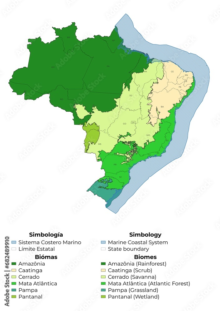 Los seis biómas de Brasil [Amazônia (rainforest), Caatinga (scrub ...
