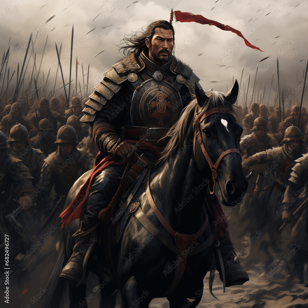 Ancient warlord leading an army in battle Stock Photo | Adobe Stock