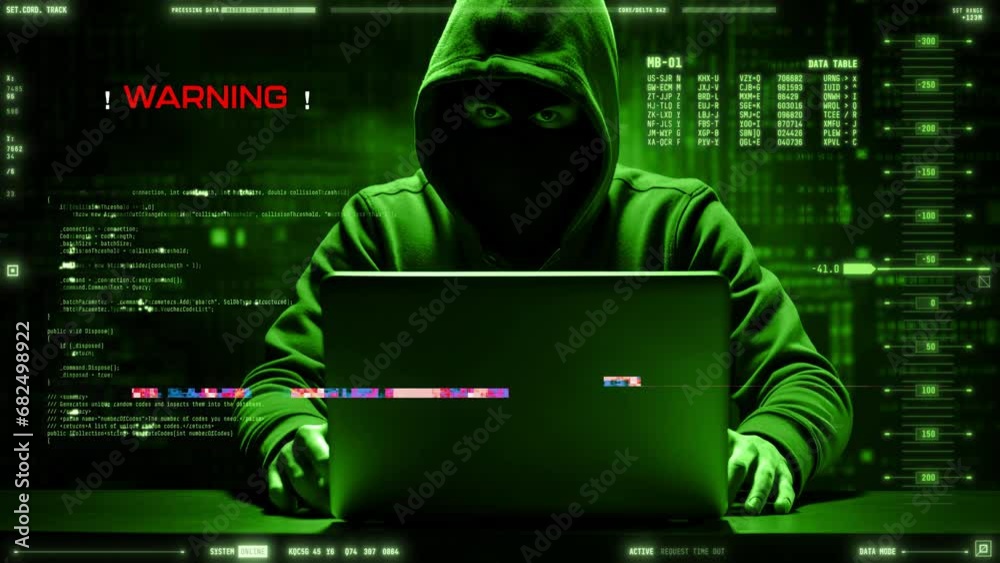 warning message, hacked, security alert, information technology system ...