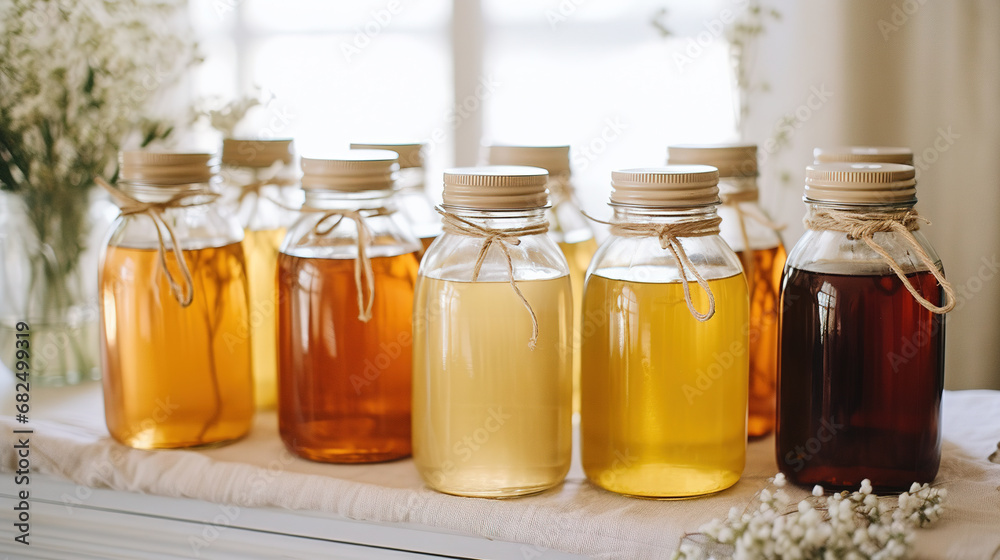 Generative AI, Homemade fermented kombucha drink, healthy tea, natural ...