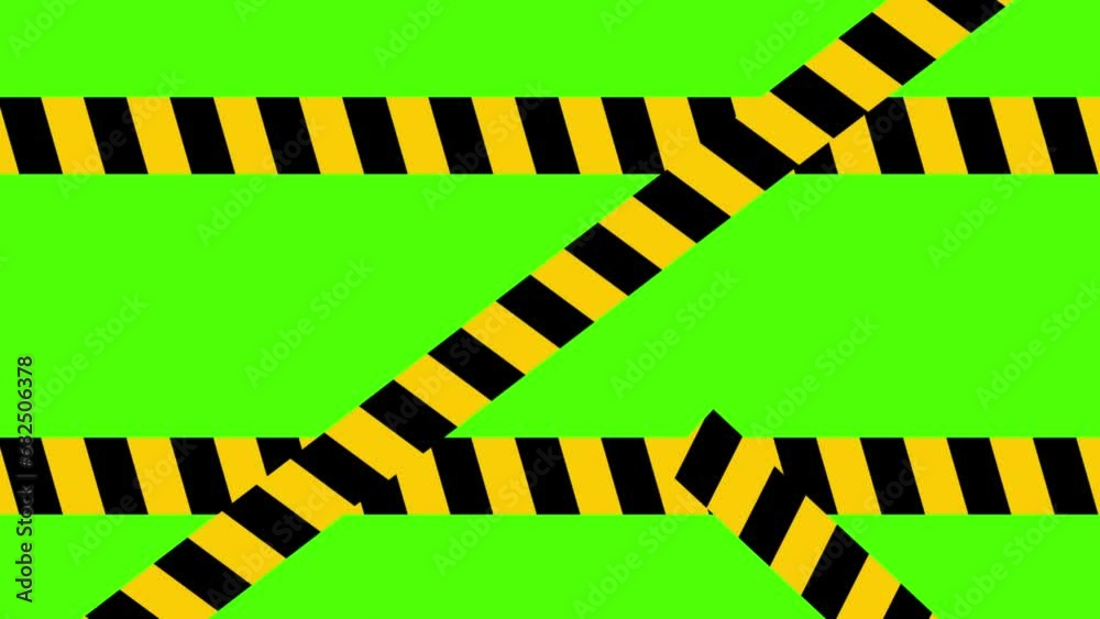 Animated warning tape with yellow and black diagonal stripes. 4K ...