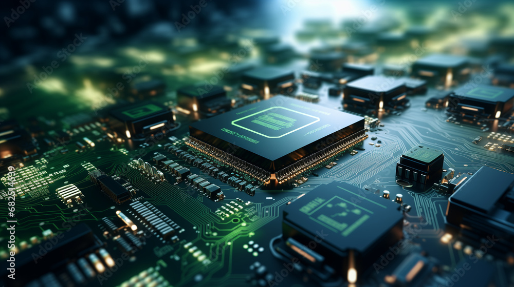 Semiconductor, modern chipset on motherboard, component to drive or ...