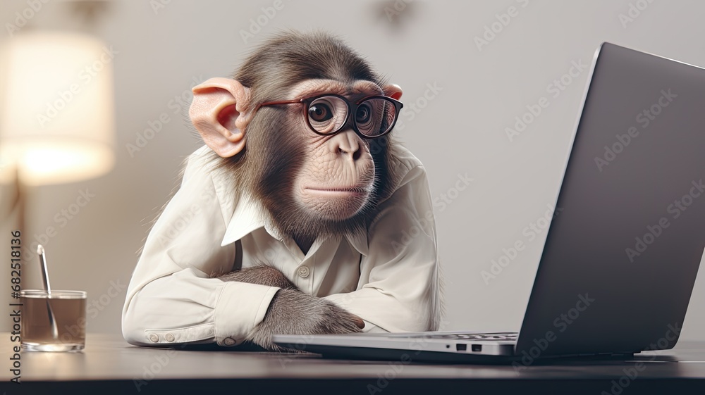 a cute monkey displaying an unhappy expression while sitting on a seat ...