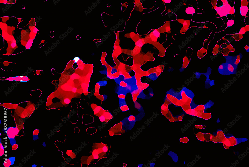 Abstract background with blots of red and blue paint , topic - human ...