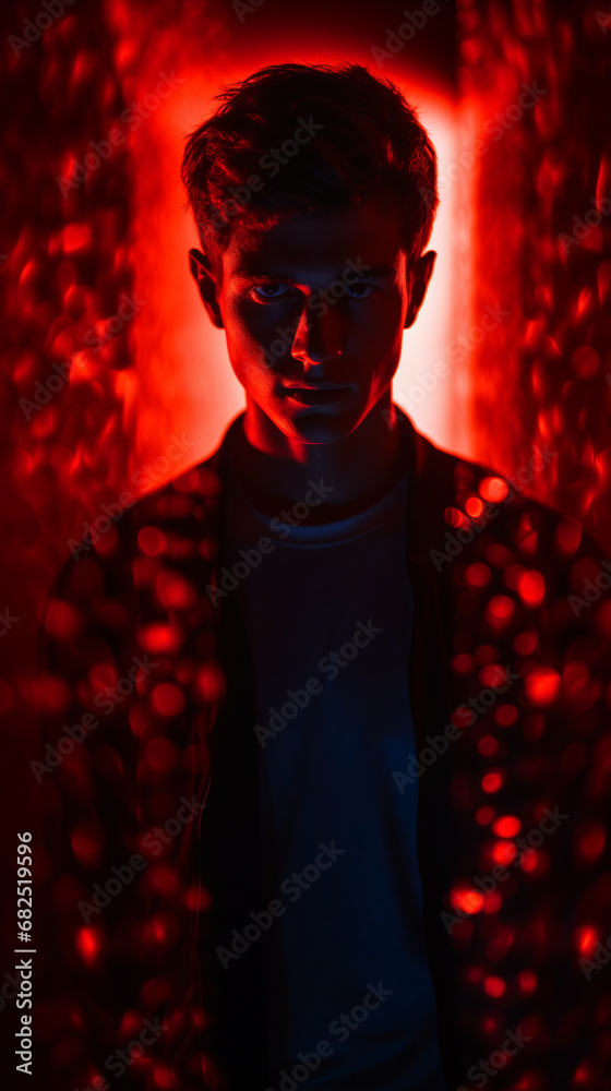 Portrait of a handsome young attractive man looking hot and standing in ...