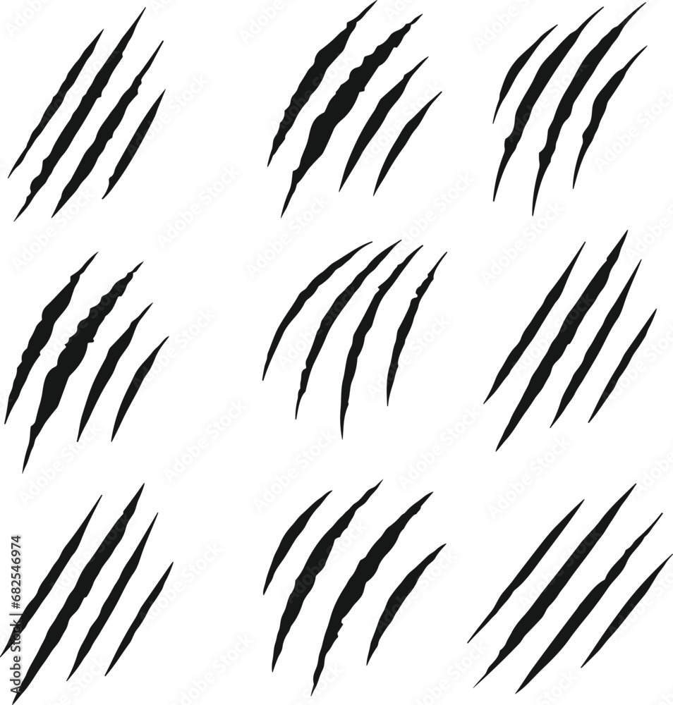 Vecteur Stock animal Claw scratches mark set. Cat tiger dog lion and ...