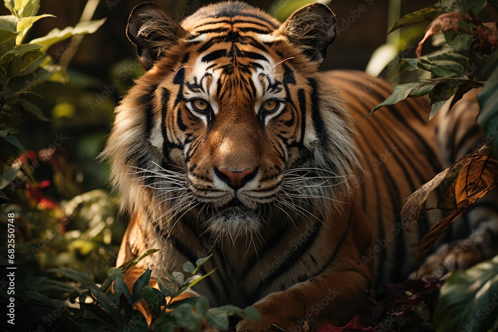 Amazing tiger in the nature habitat. Tiger pose during the golden light ...
