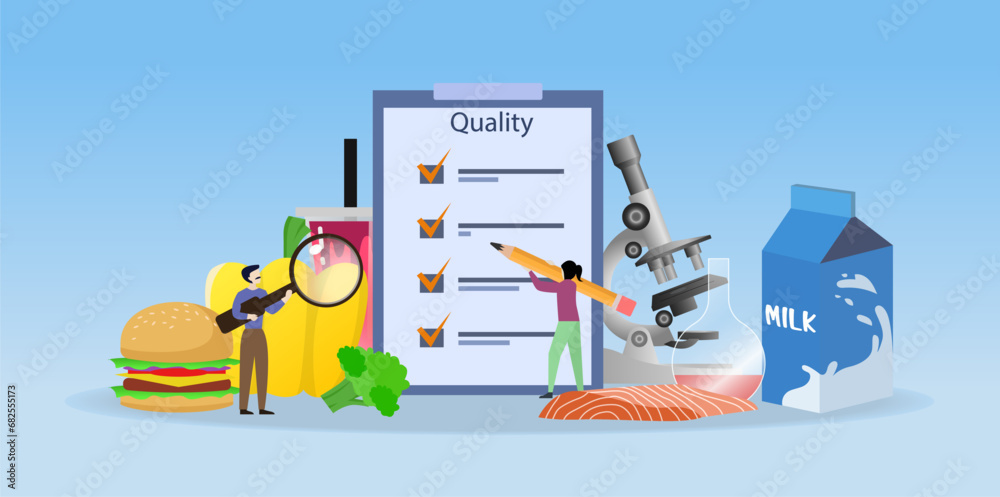Vetor de Food quality control vector illustration, Quality control ...