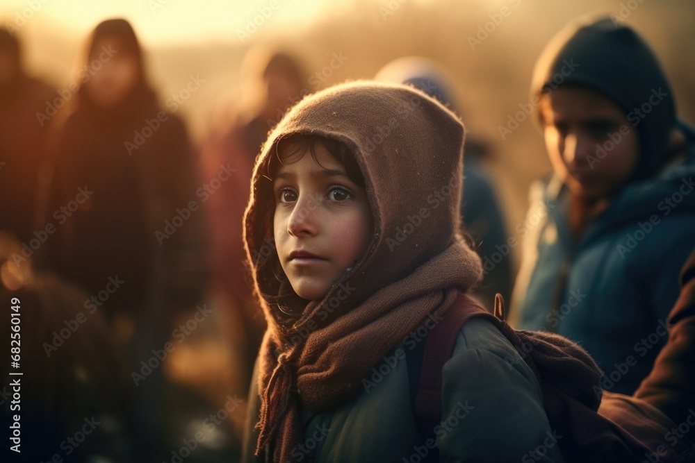 Emigrants refugees, people fleeing desperation, leaving their homes in ...