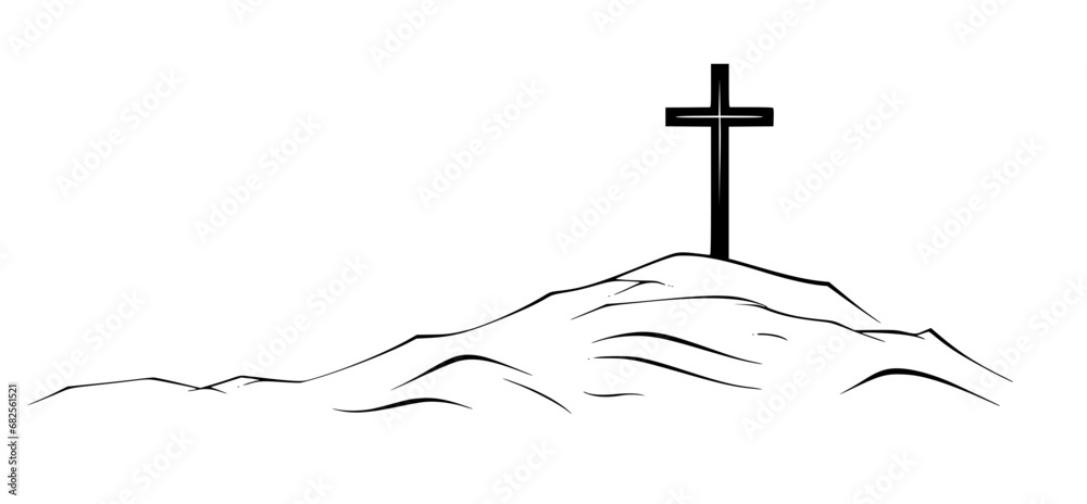 Christian Cross Border Vector for Church Memorials and Sympathy Border ...