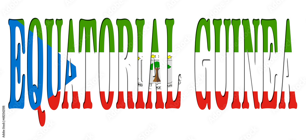 3d design illustration of the name of Equatorial Guinea. Filling ...