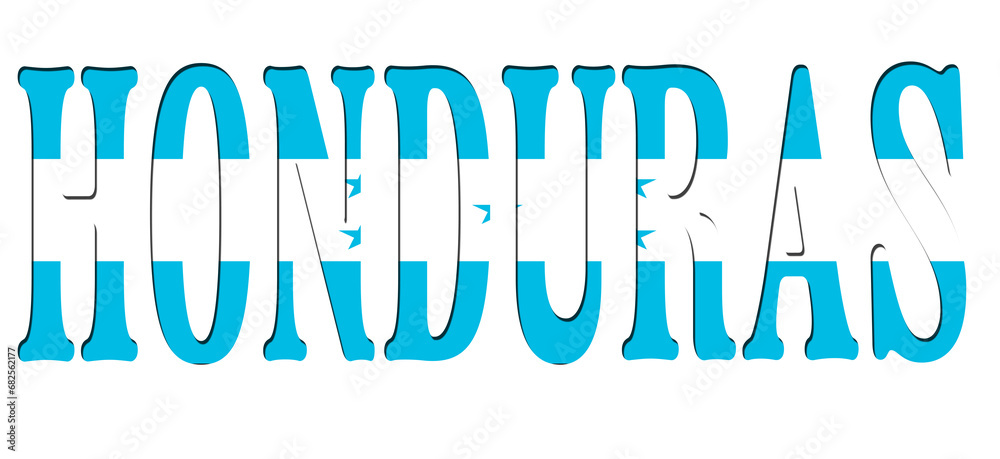 3d design illustration of the name of Honduras. Filling letters with ...