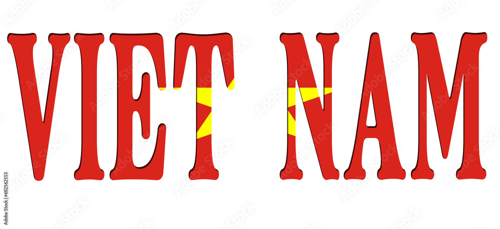 3d design illustration of the name of Viet Nam. Filling letters with ...