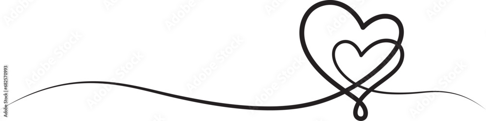 Heart lines. Continuous heart line drawing fancy minimalist ...