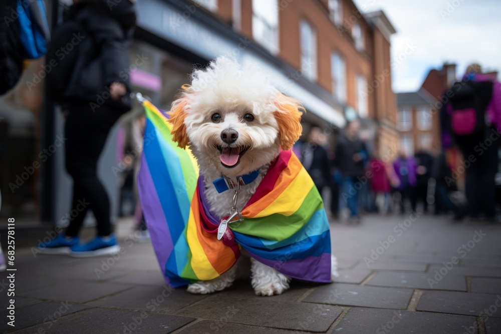 A Joyful Canine Spreading Love and Acceptance with a Colourful Rainbow ...