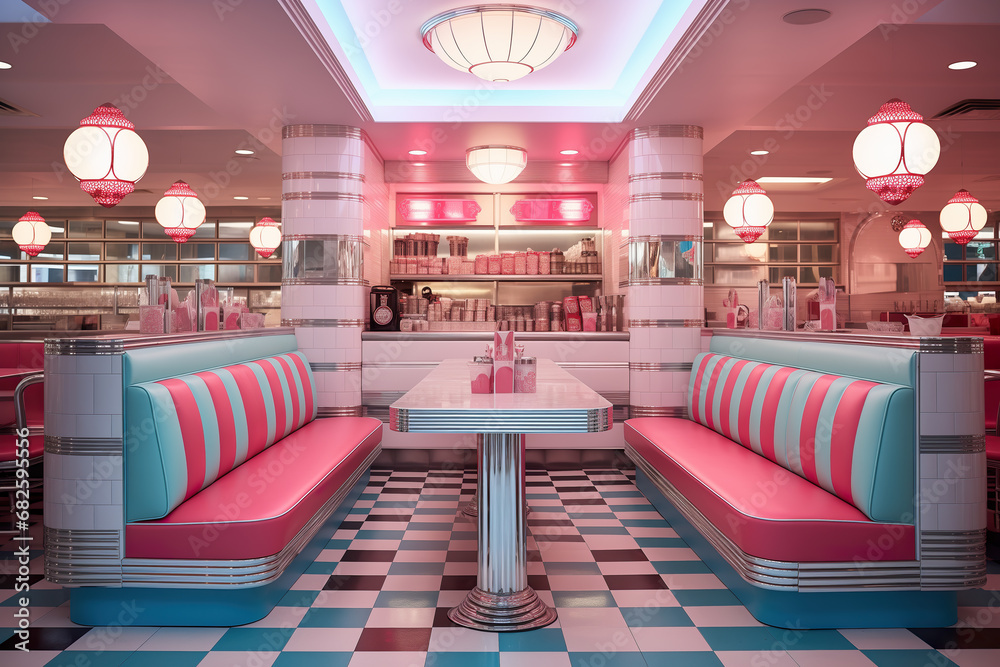 Retro american diner interior Stock Photo | Adobe Stock