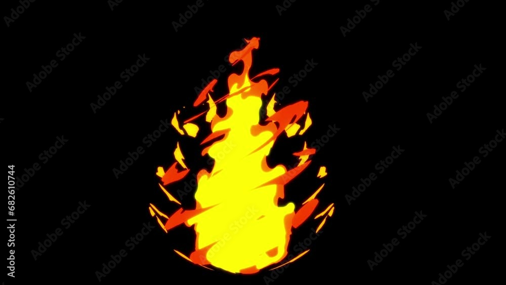 4K resolution loop animation fire cartoon animated on green screen and ...