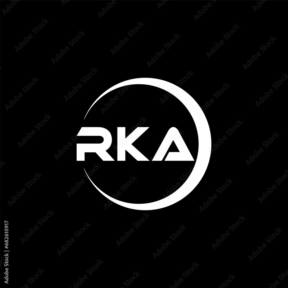 RKA letter logo design with black background in illustrator, cube logo ...