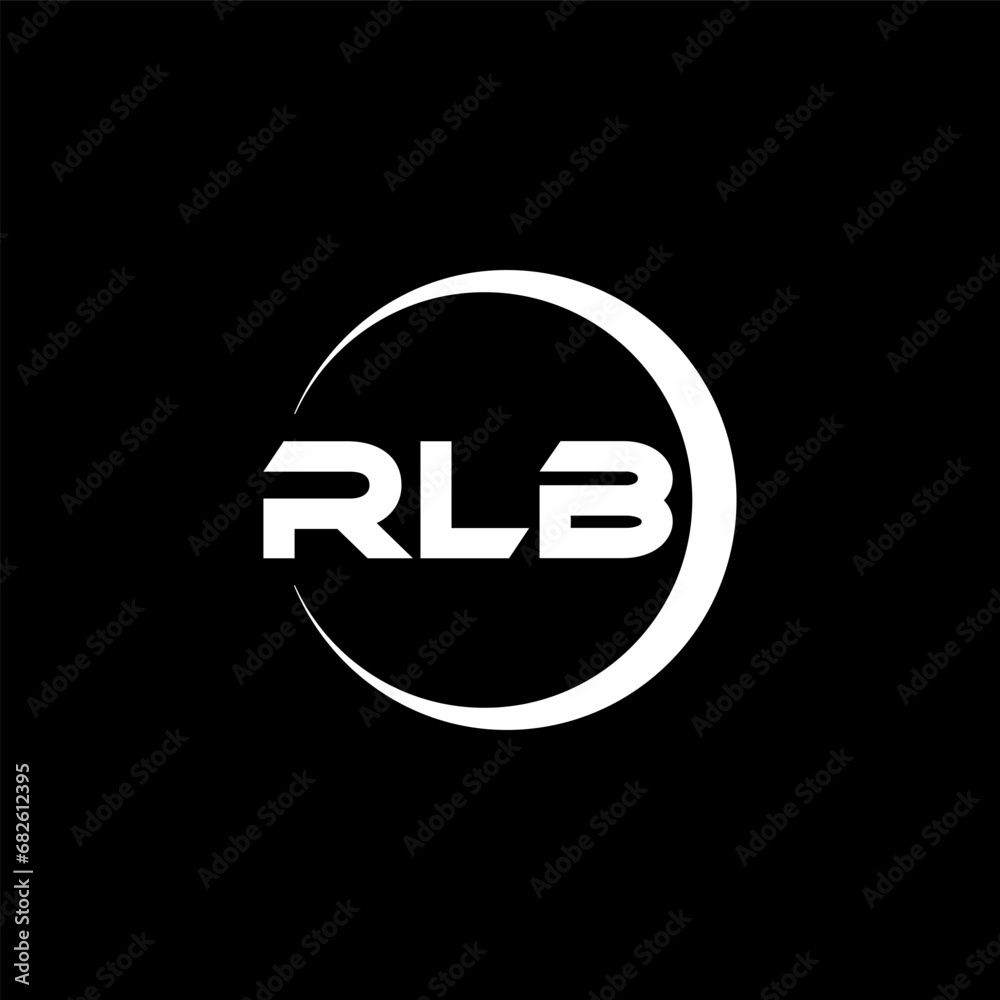 RLB letter logo design with black background in illustrator, cube logo ...