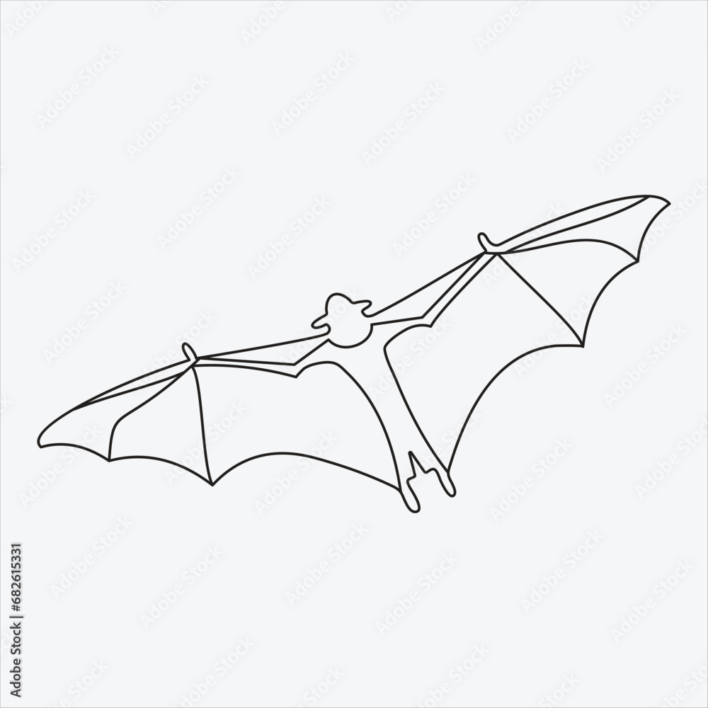 One line drawing bat art vector illustration outline Stock Vector ...