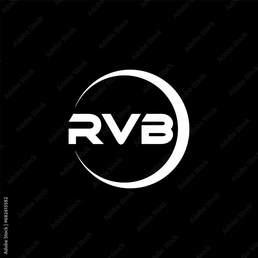 RVB letter logo design with black background in illustrator, cube logo ...