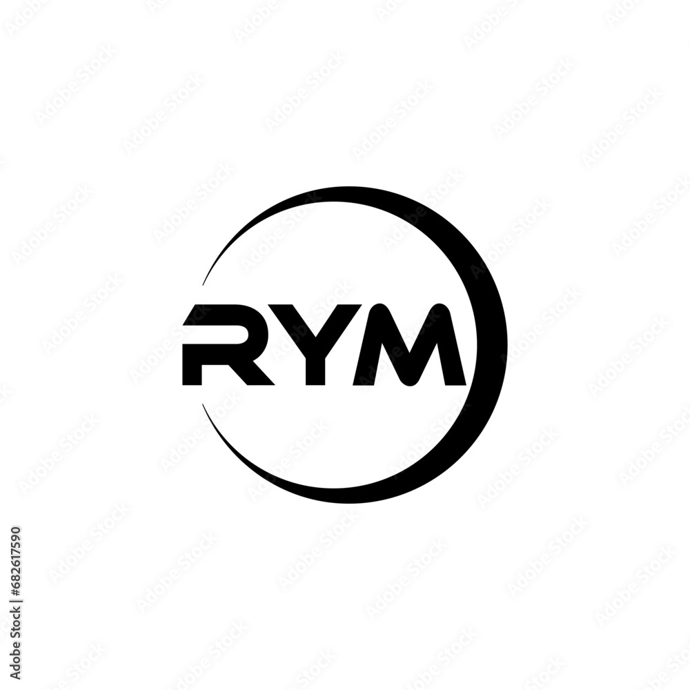 RYM letter logo design with white background in illustrator, cube logo ...