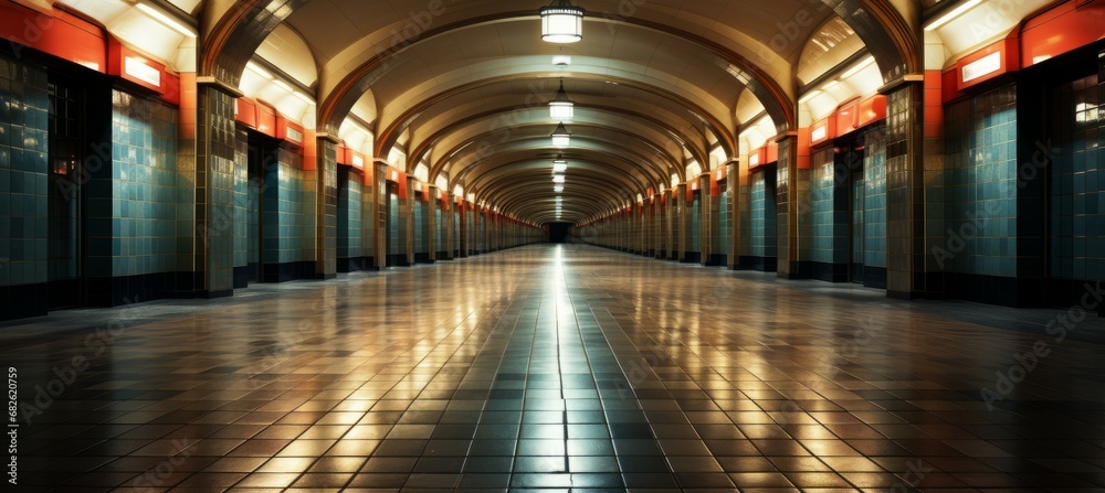 Empty horror train station tunnel corridor. Generative AI technology ...