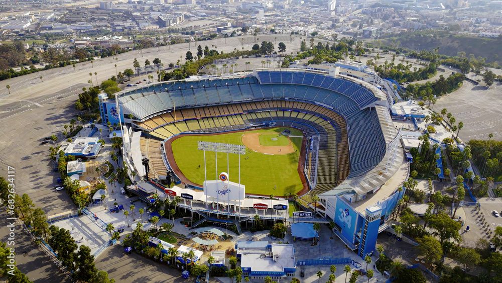 Famous Dodgers Stadium in Los Angeles aerial view - Los Angeles Drone ...