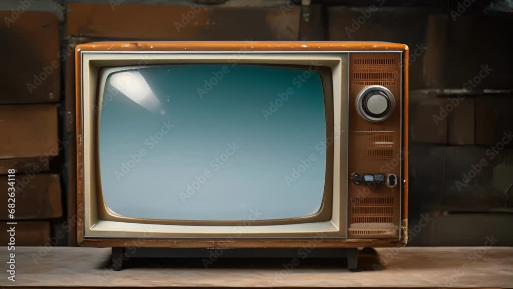 An oldfashioned TV set with flecks of rust bearing on a thin metal ...