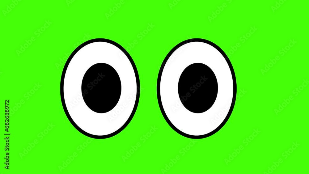 Cartoon Eyes Animation in green screen Looking Side to side and up down ...
