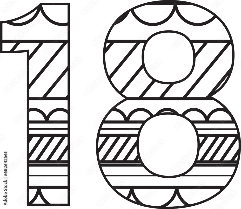 Digital png illustration of black 18 number on transparent background ...