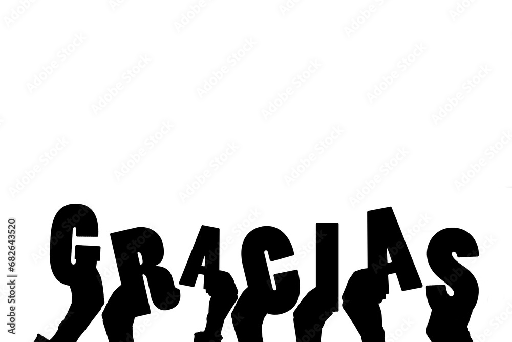 Digital png illustration of hands and gracias text on transparent ...