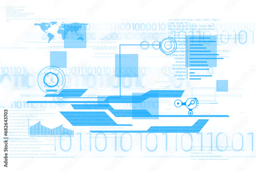 Digital png illustration of blue digital interface with data processing ...