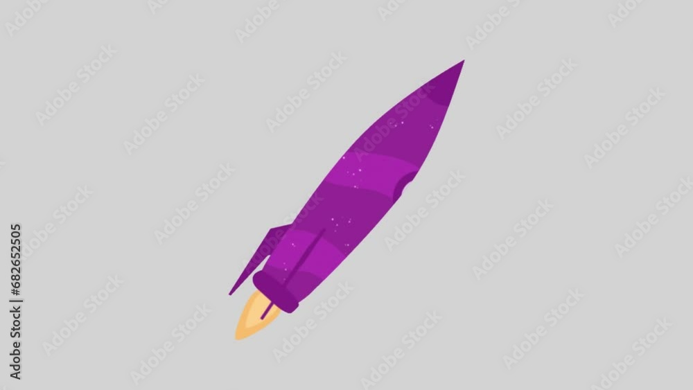 Animation of cartoon rocket starship taking off.simple retro spaceship ...