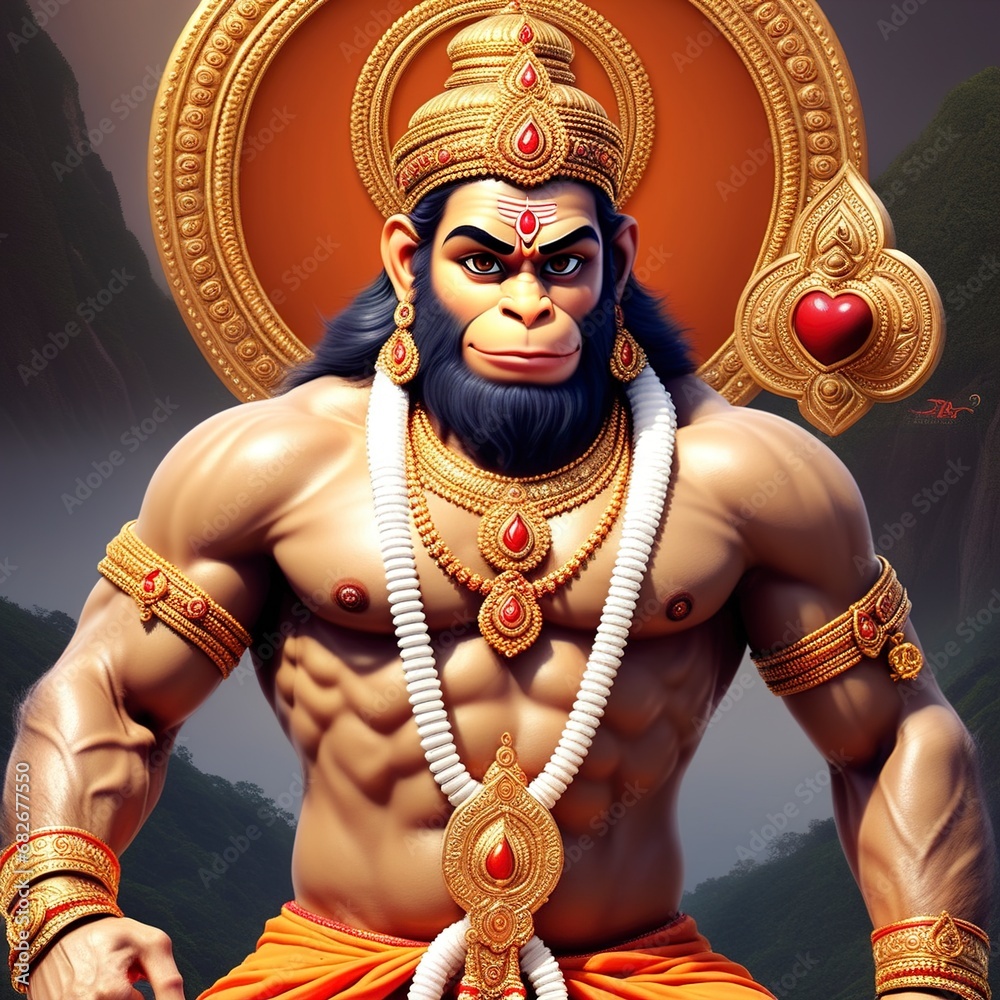 vector illustration of Hindu god Lord Hanuman Stock Illustration ...