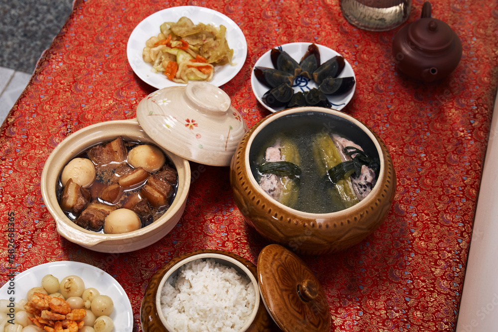 Vietnamese table food for Tet, traditional food on lunar new year: pork ...