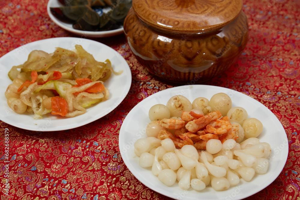 Vietnamese table food for Tet, traditional food on lunar new year: pork ...