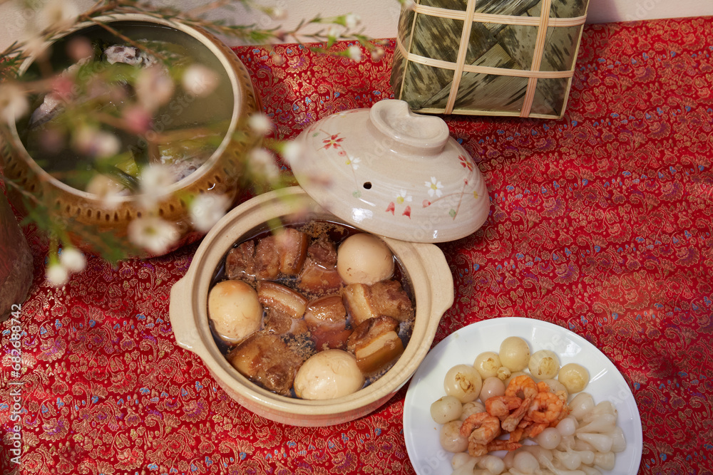 Vietnamese table food for Tet, traditional food on lunar new year: pork ...