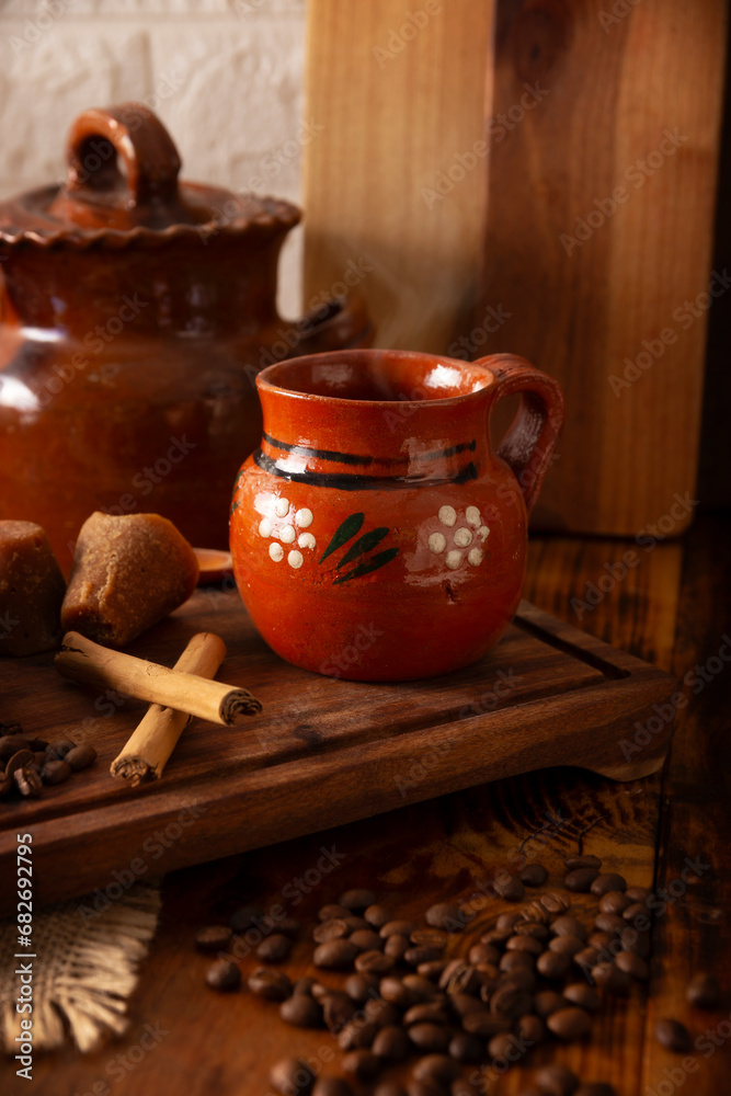 Cafe de Olla, Mexican-style coffee prepared with roasted and ground ...