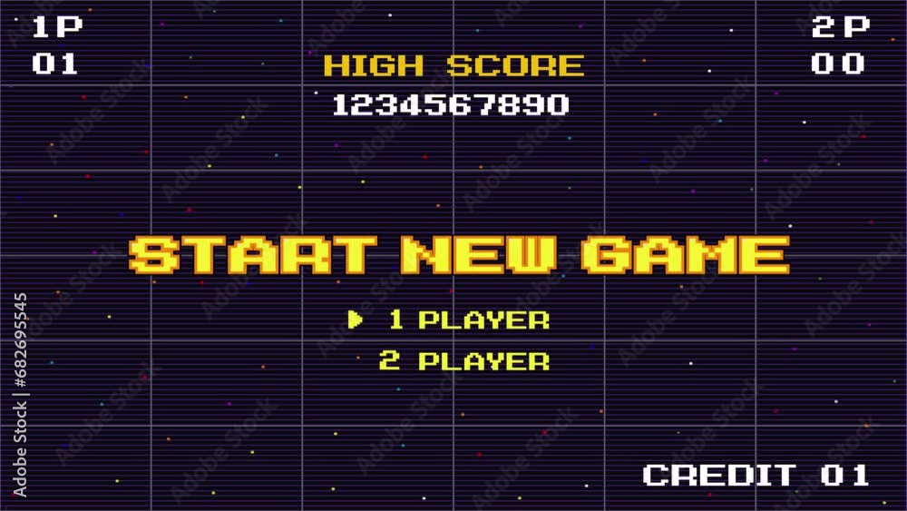 START NEW GAME play .pixel art .8 bit game. retro game. for game assets ...