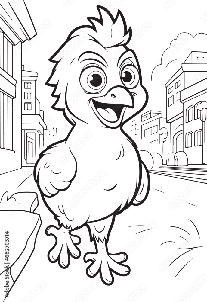 cheerful chicks hand drawn coloring page for kids Stock Vector | Adobe ...