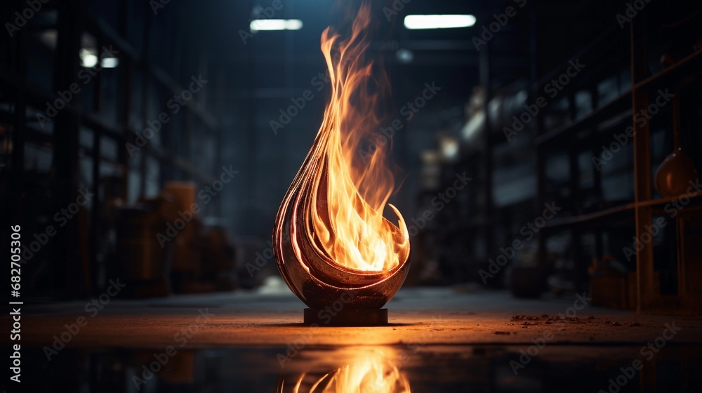Illustrate the flame as a sculptural element, using the shape and form ...