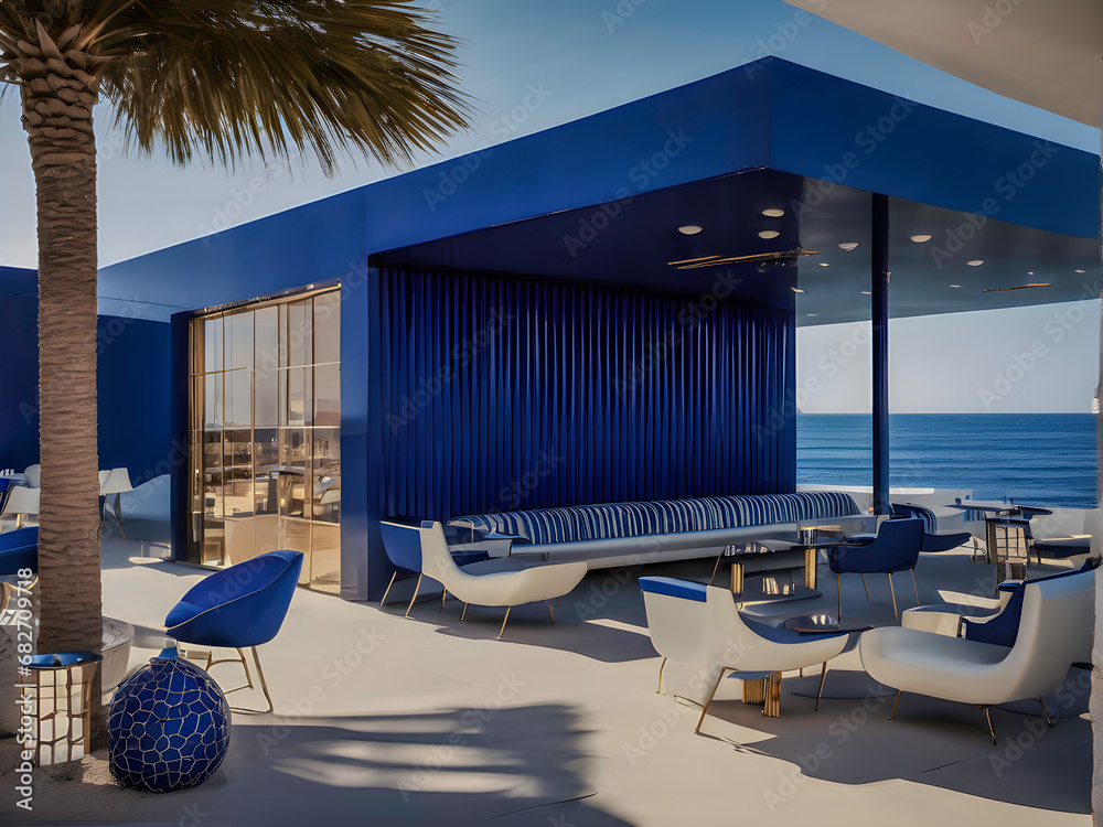 Luxury and opulence beach club / beach restaurant / beach bar in a rich ...