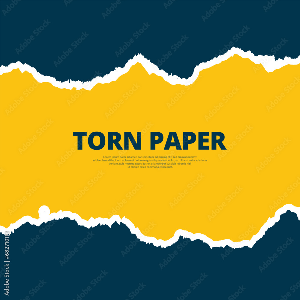 Torn paper ripped effect banner design with yellow background blank ...